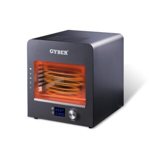 gyber ervine electric pizza oven 1800w power, 825℉ high temperature, multi-layer temperature control, adjustable settings, view window, led digital display, addition for home and outdoor cooking