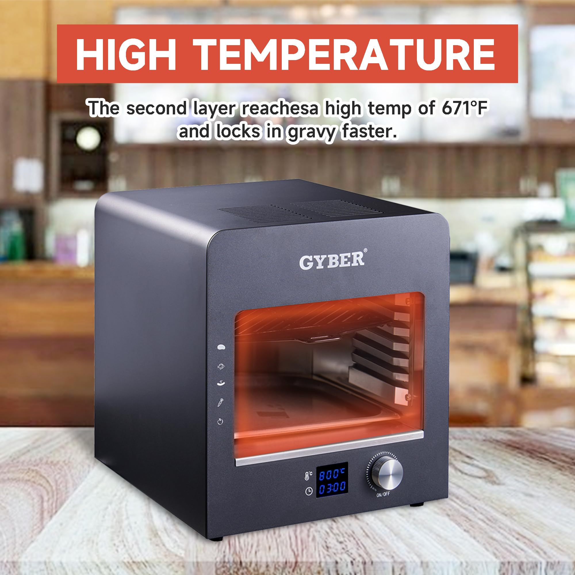 GYBER Ervine Electric Pizza Oven 1800W Power, 825℉ High Temperature, Multi-Layer Temperature Control, Adjustable Settings, View Window, LED Digital Display, Addition for Home and Outdoor Cooking