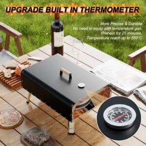 Portable Pizza Oven Outdoor,13" Rotatable Pizza Ovens, Upgrade Wood Fired Pizza Oven Low Smoke (Modern Black, 16'' Gas Oven)