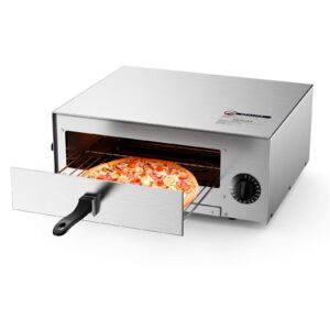 S AFSTAR 1450W Electric Pizza Oven, Stainless Steel Pizza Oven Countertop with Insulated Handle & Removable Tray, Commercial Pizza Maker Fits Pizzas up to 12" Diam for Restaurant Home Party