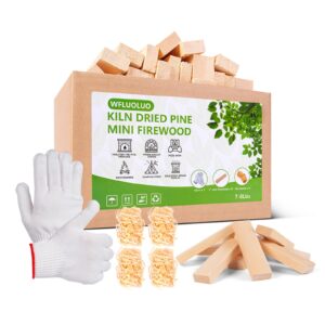 wfluoluo mini firewood with fire starters&gloves 5'' lengths pine kiln dried fire wood great for solo stove mesa and mesa xl, tabletop fire pit,pizza oven wood,grilling wood,solo stove accessories