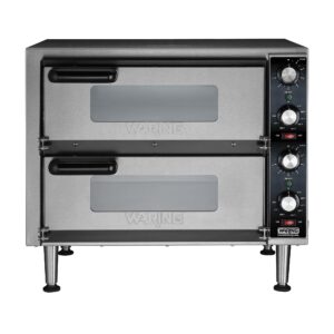 waring commercial wpo350 medium-duty double deck pizza ovens for pizza up to 14" diamater, ceramic deck, 240v, 3500w, 6-20 phase plug