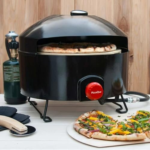 Pizzacraft PizzaQue, Portable Outdoor Pizza Oven, Heats Up To 700°F Cooks Pizza In 6 Minutes, 14” ThermaBond Stone, Restaurant Style Pizza Anywhere