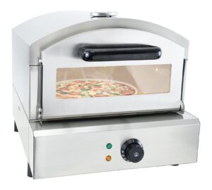 bndhkr commercial electric pizza oven countertop stainless steel pizza maker with 12" pizza stone for outdoor cooking, portable pizza maker