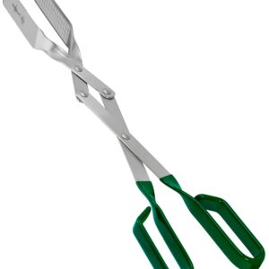 Long Tongs for Grilling: 17.5" Heavy Duty Extra Long BBQ Tongs. Scissor Grip Grilling Tongs, Stainless Steel Metal Tongs for Cooking, Kitchen & Outdoor Barbecue - Grilling Tools & Dad Gift, Green