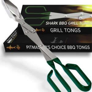 Long Tongs for Grilling: 17.5" Heavy Duty Extra Long BBQ Tongs. Scissor Grip Grilling Tongs, Stainless Steel Metal Tongs for Cooking, Kitchen & Outdoor Barbecue - Grilling Tools & Dad Gift, Green