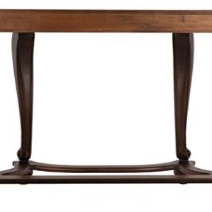 Signature Design by Ashley Norcastle Traditional Half Moon Sofa Table with Beveled Glass Top and Scrollwork Legs, Dark Brown