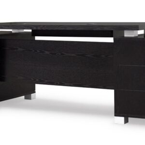 Zuri Furniture 79" Modern Ford Executive Desk with Filing Cabinets - Black Oak