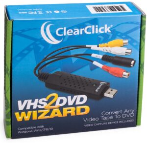 clearclick vhs to dvd wizard with usb video grabber & free usa tech support