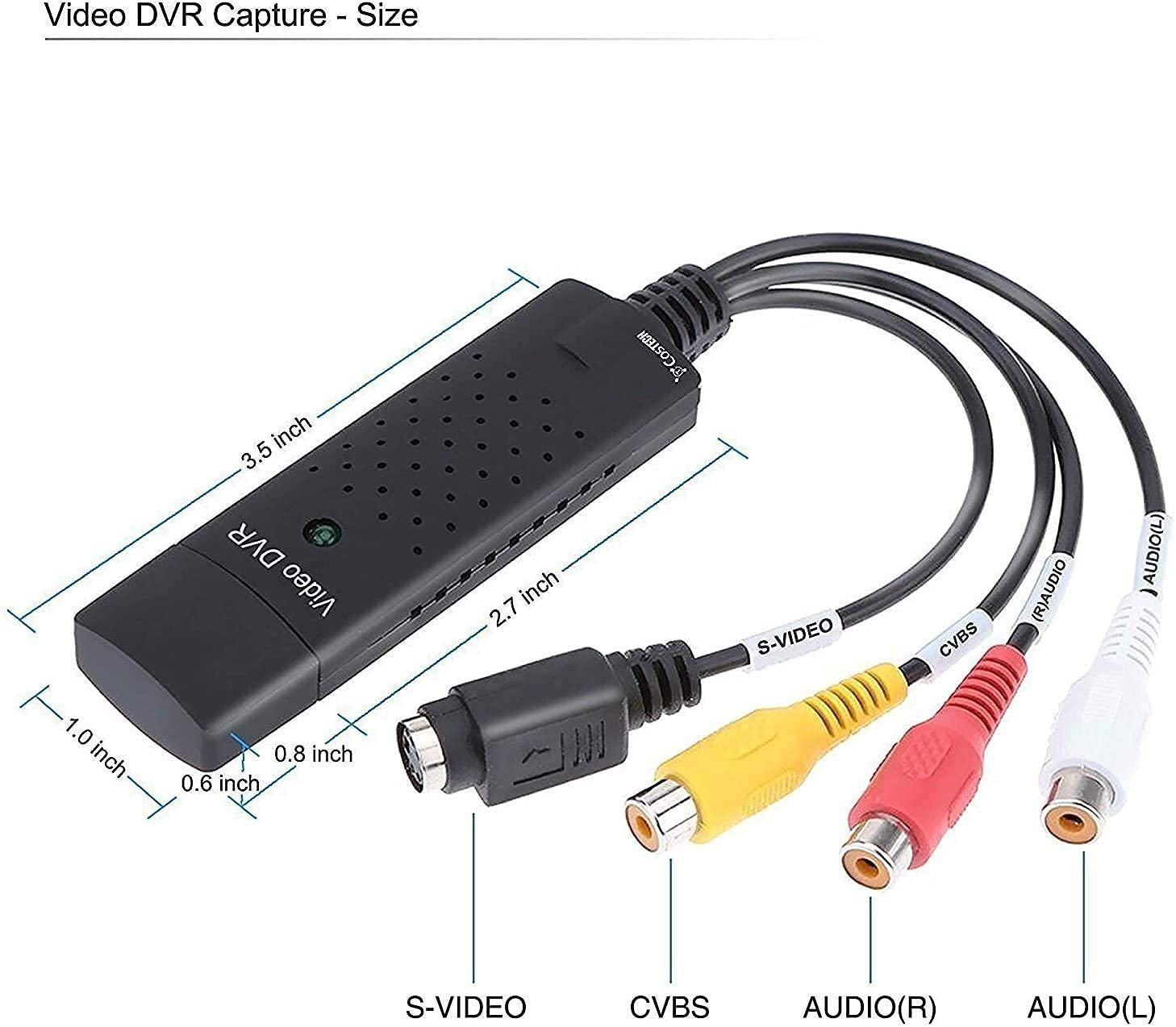 VHS to Digital Converter, USB 2.0 Video Capture Card,Old VHS VCR Mini DV Hi8 DVD to Digital Converter for MAC/PC,RCA to USB Video Converter,TV Tape Player Camcorder Windows Mac Compatible