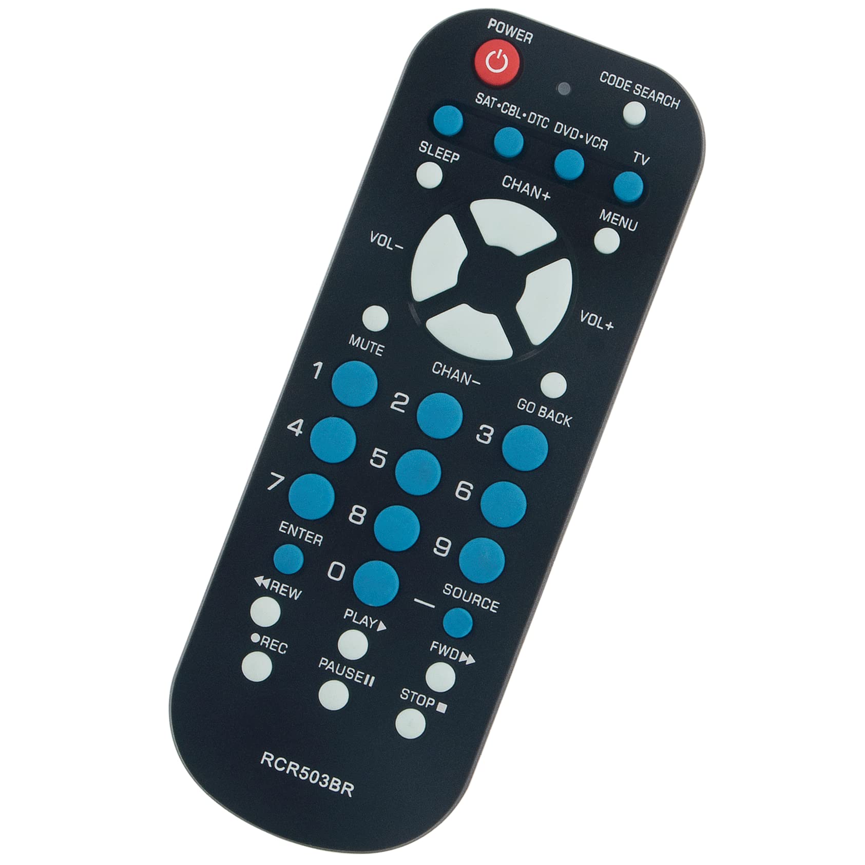 RCR503BR sub RCR503BE RCR503BZ 3-Device Palm-Sized Universal Remote Control fit for TV DVD or VCR Satellite Receiver Cable Box Digital TV Converter