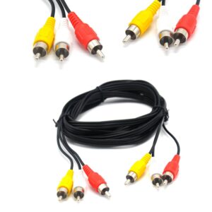 padarsey rca 5ft audio/video composite cable dvd/vcr/sat yellow/white/red connectors 3 male to 3 male