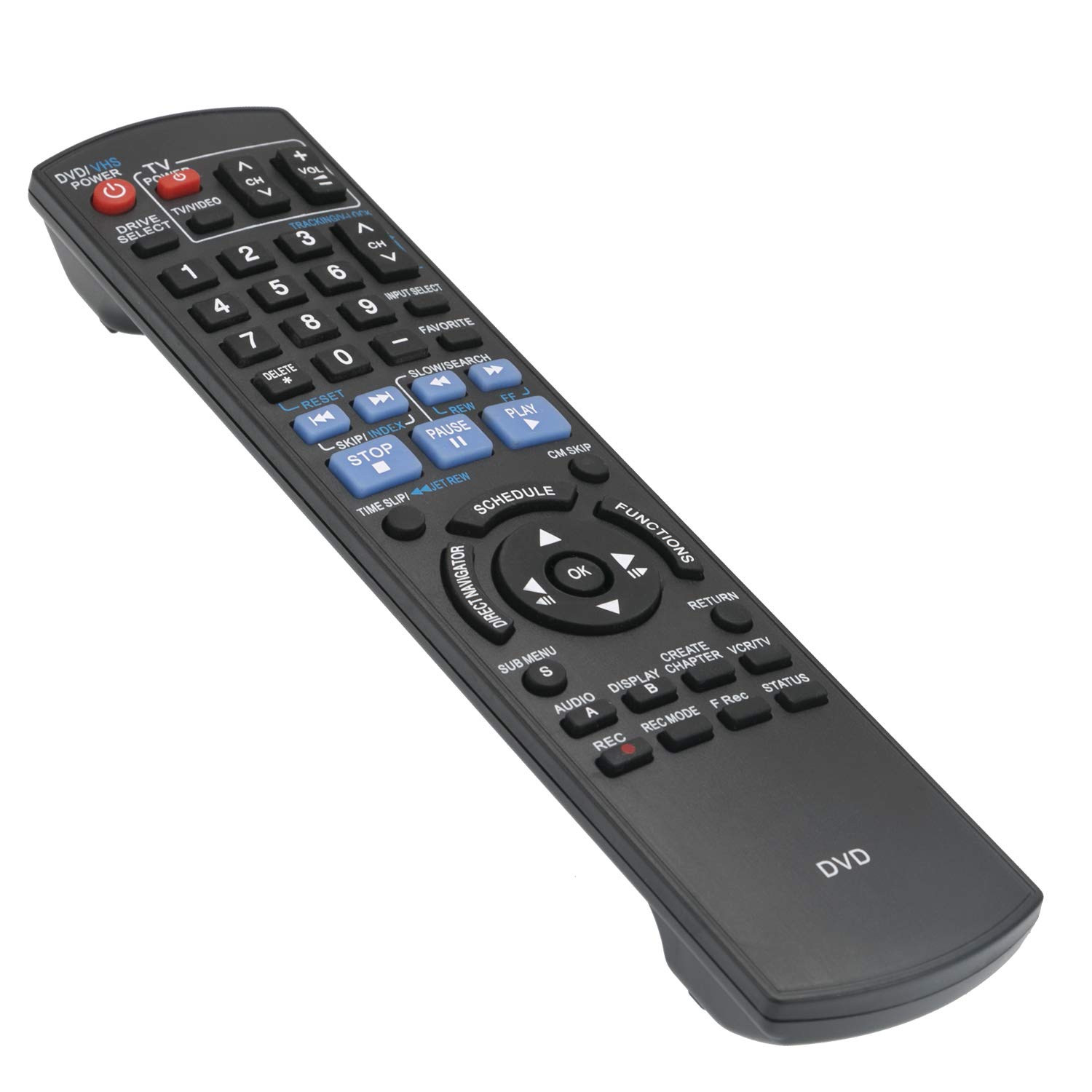 N2QAYB000197 Replace Remote Control fit for Panasonic DVD VCR DVDR Recorder Combo Diga DMR-EZ48 DMR-EZ485 DMR-EZ48V DMR-EZ485V DMR-EZ485VK DMR-EZ48VK DMR-EZ37V DMR-EZ37 DMR-EZ37VS DMR-EZ37VK