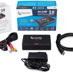 ClearClick AV to HD Converter & Recorder 2.0 (Second Generation) - AV RCA to HDMI Adapter to Convert & Record Video - for VCR, VHS, DVD, Camcorder, Hi8, Gaming to TV