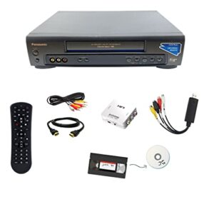 panasonic vcr vhs transfer bundle w/remote, usb adapter, hdmi converter (stereo)