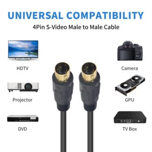 Poyiccot S-Video Cable, 3.3ft Mini DIN 4 Pin S-Video Cable Male to Male Gold Plated Mini DIN 4 Pin Connector Compatible with DVD Player, Home Theater, DSS receivers, VCRs, DVRs/PVRs