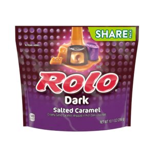 rolo creamy salted caramels wrapped in dark chocolate candy, gluten free, individually wrapped, 10.1 oz share pack