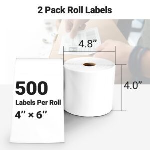 ASprink 4"x6" Thermal Shipping Labels - Thermal Address Labels for Shipping Label Printer - Label Paper Compatible with MUNBYN, Rollo, Zebra and Other Label Printer, 2 Pack(500 Roll/Pack)