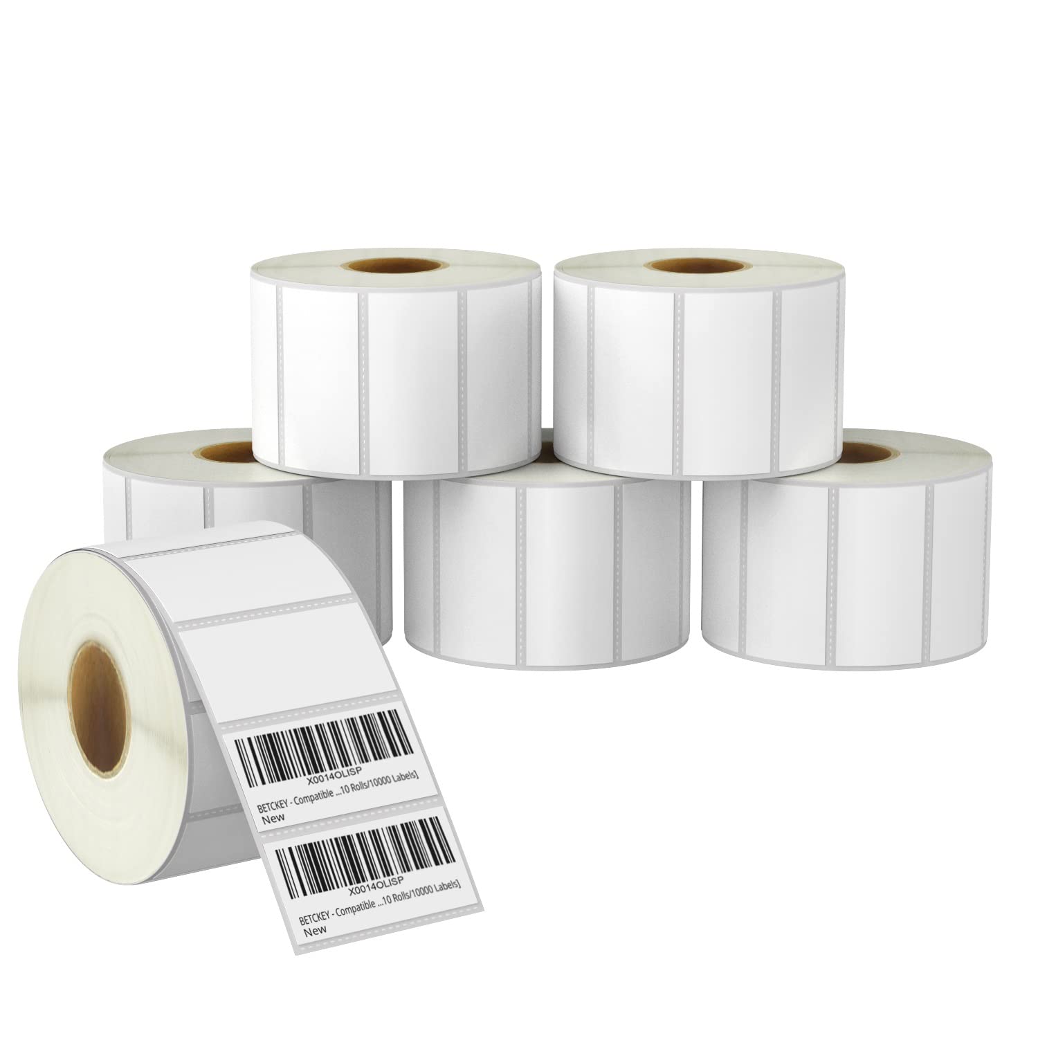 BETCKEY - 2" x 1.5" (51 mm x 38 mm) UPC Barcode & Address Labels Compatible with Zebra & Rollo Label Printer,Premium Adhesive & Perforated [6 Rolls, 6000 Labels]