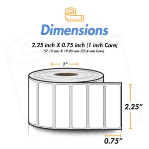 2.25 x 0.75 inch Direct Thermal Label - Compatible with Rollo Label Printer & Zebra Desktop Printers – 1 inch Core, Multipurpose UPC Barcode Address Labels, Adhesive & Perforated - 4 Rolls, 1700/Roll