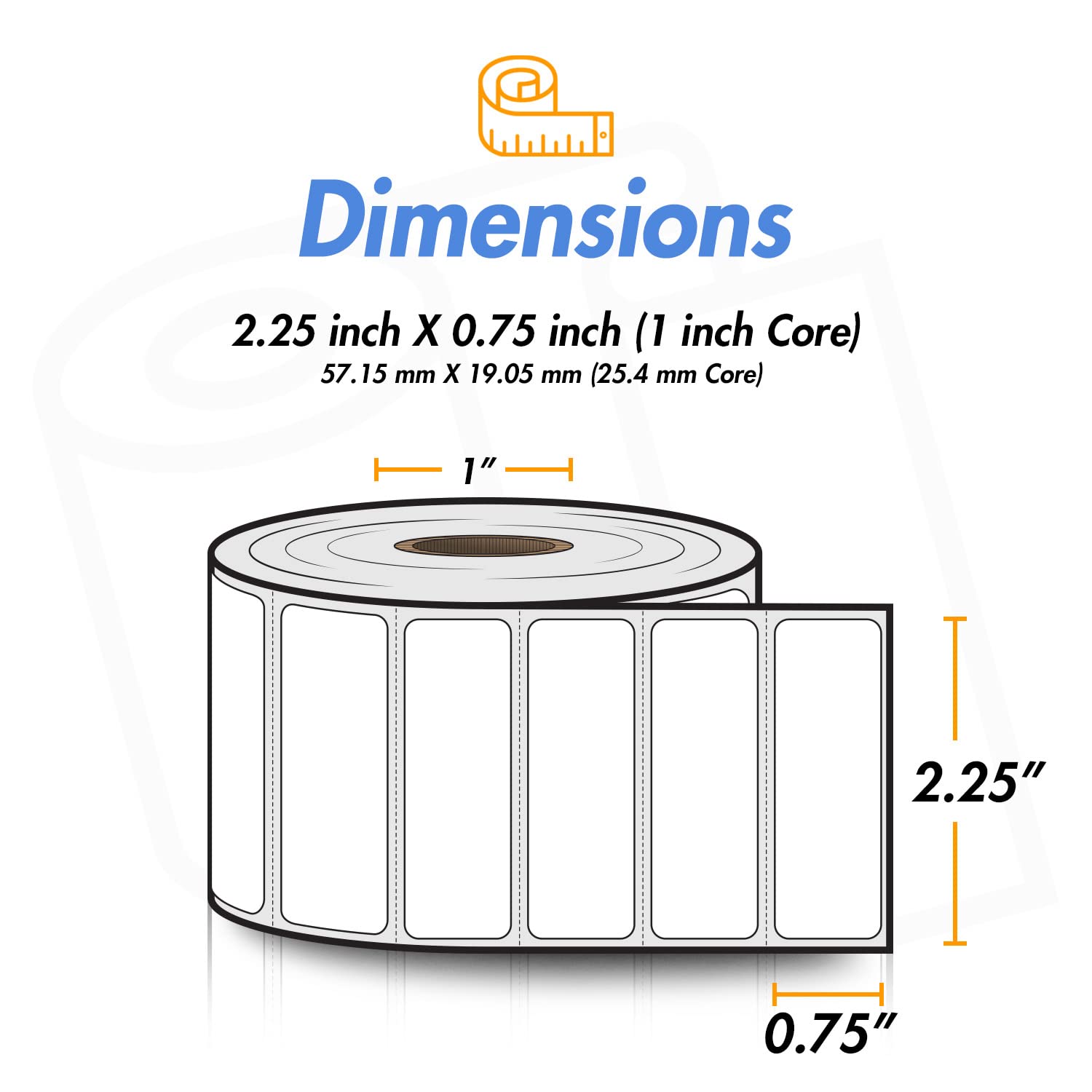 2.25 x 0.75 inch Direct Thermal Label - Compatible with Rollo Label Printer & Zebra Desktop Printers – 1 inch Core, Multipurpose UPC Barcode Address Labels, Adhesive & Perforated - 4 Rolls, 1700/Roll