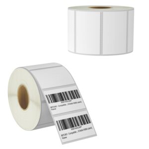 betckey - 2.25" x 1.25" (57 mm x 32 mm) upc barcode & multipurpose labels compatible with zebra & rollo label printer,premium adhesive & perforated [2 rolls, 2000 labels]