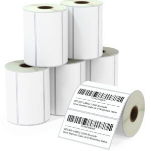 BETCKEY - 4" x 2" (102 mm x 51 mm) Barcode Shipping & Multipurpose Labels Compatible with Zebra & Rollo Label Printer,Premium Adhesive & Perforated [6 Rolls, 4500 Labels]