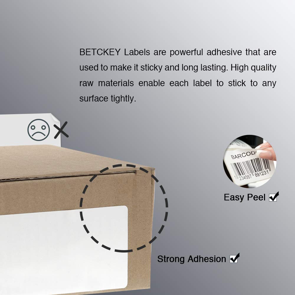 BETCKEY - 4" x 2" (102 mm x 51 mm) Barcode Shipping & Multipurpose Labels Compatible with Zebra & Rollo Label Printer,Premium Adhesive & Perforated [6 Rolls, 4500 Labels]