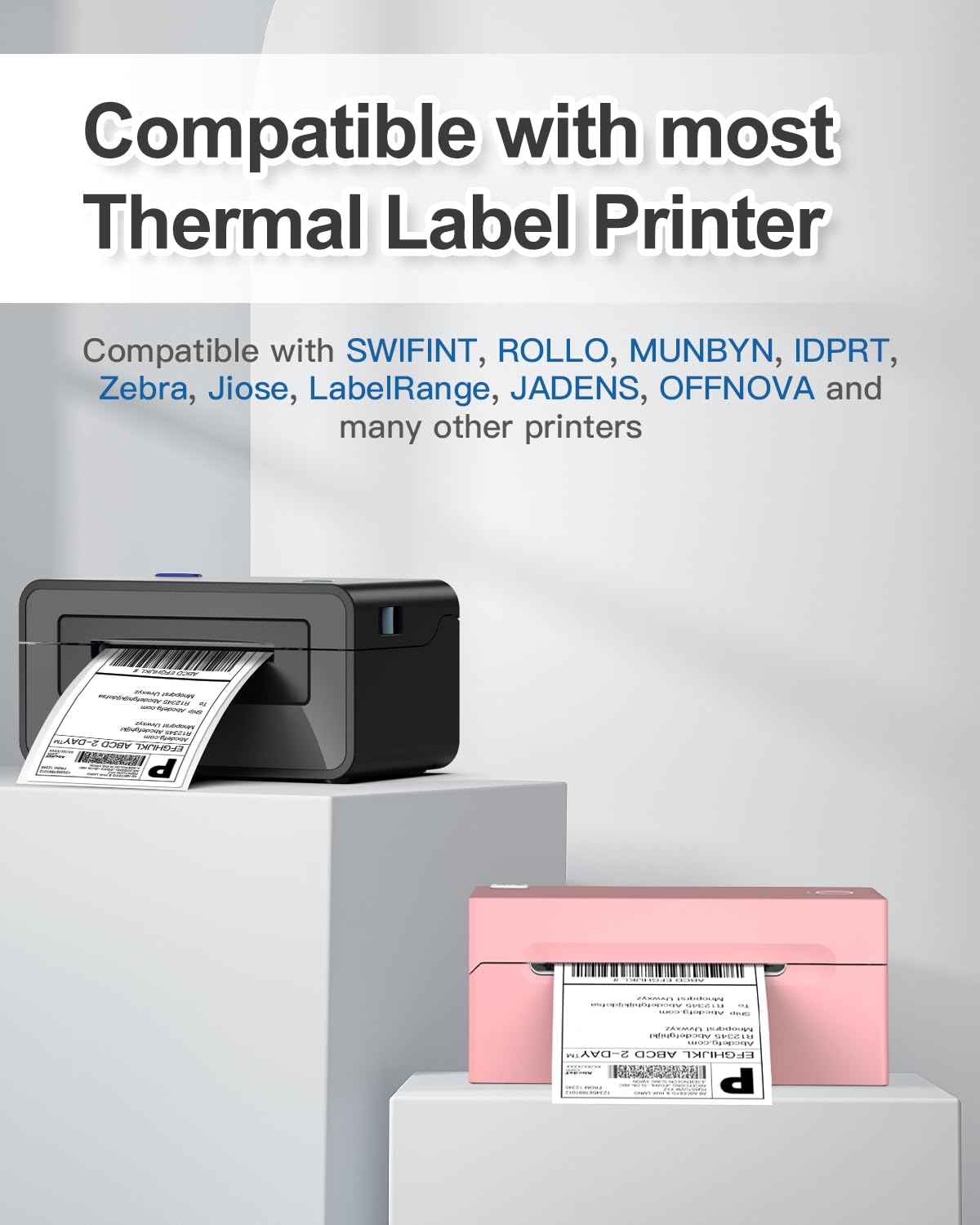 Thermal Labels, SWIFINT 4"x6" Direct Thermal Shipping Label, Perforated Fanfold Labels Compatible with Lable Printer MUNBYN, NELKO, IDPRT SP420, SP410, SWIFINT PL70E, Permanent Adhesive, Pack of 500