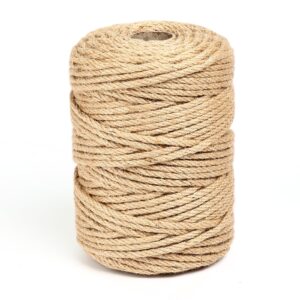 jiuxqt 394ft 6mm jute twine natural hemp rope heavy duty jute rope for diy, arts, camping, crafts, gardening, wedding, bundling, home, decorating, cat scratching post