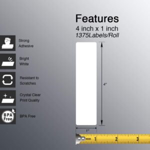 BETCKEY - 4" x 1" (102 mm x 25 mm) Multipurpose Labels Compatible with Zebra & Rollo Label Printer,Premium Adhesive & Perforated [2 Rolls, 2750 Labels]