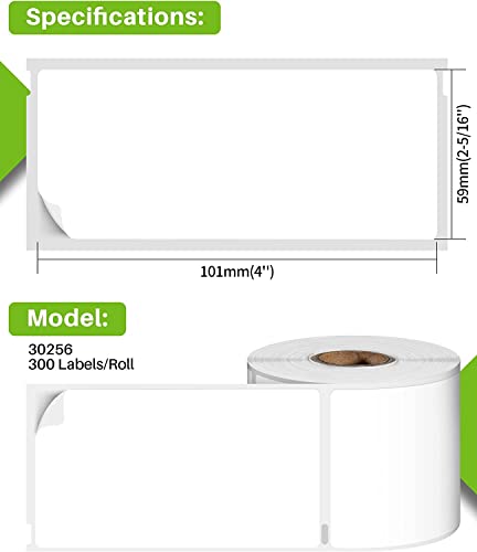 PHOMEMO - Replacement for DYMO 30256-2-5/16" X 4” Shipping Labels, Compatible with Rollo, DYMO Labelwriter 450, 4XL & Zebra Desktop Printers 8 Rolls/2400 Labels