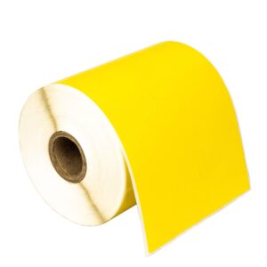 houselabels 4" x 6" yellow shipping labels on 1" core compatible with zebra and rollo printers, 1 roll / 250 labels per roll