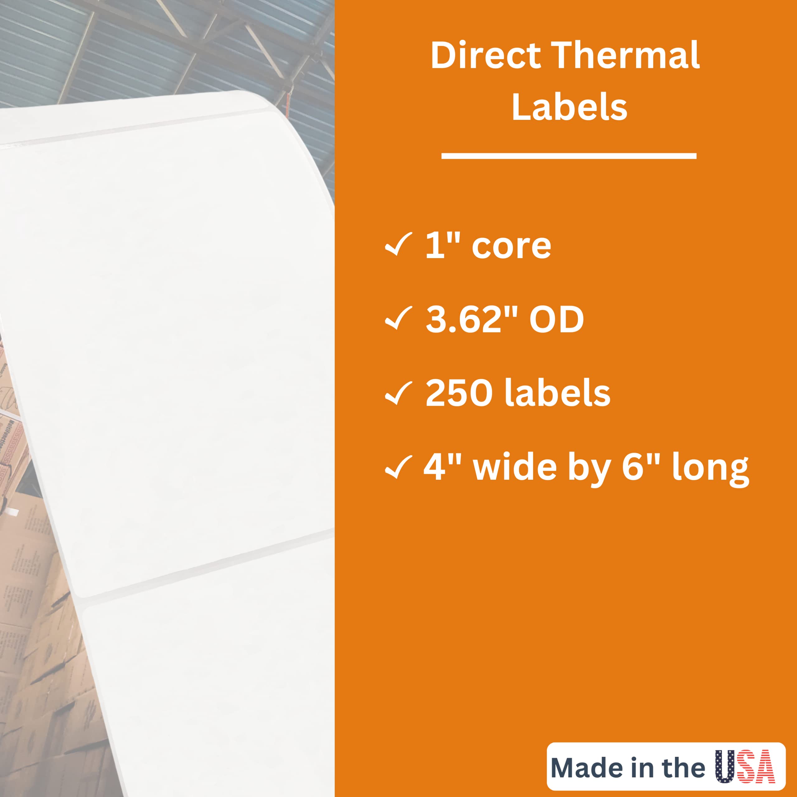 ATL Direct Thermal Shipping Labels 4x6 250, 4x6 Thermal Labels, Thermal Printer Labels 4x6, Label Printer Paper, Shipping Label Paper, Rollo Labels, Thermal Labels 4x6 roll, zebra labels