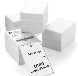 oaustect direct thermal labels 4x6 shipping label commercial grade, perforated postage mailing labels, compatible with rollo zebra thermal printer (4 stacks|4000 labels)