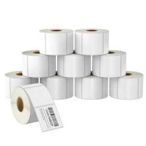 betckey - 2" x 2" (51 mm x 51 mm) square labels compatible with zebra & rollo label printer,premium adhesive & perforated [10 rolls, 7500 labels]