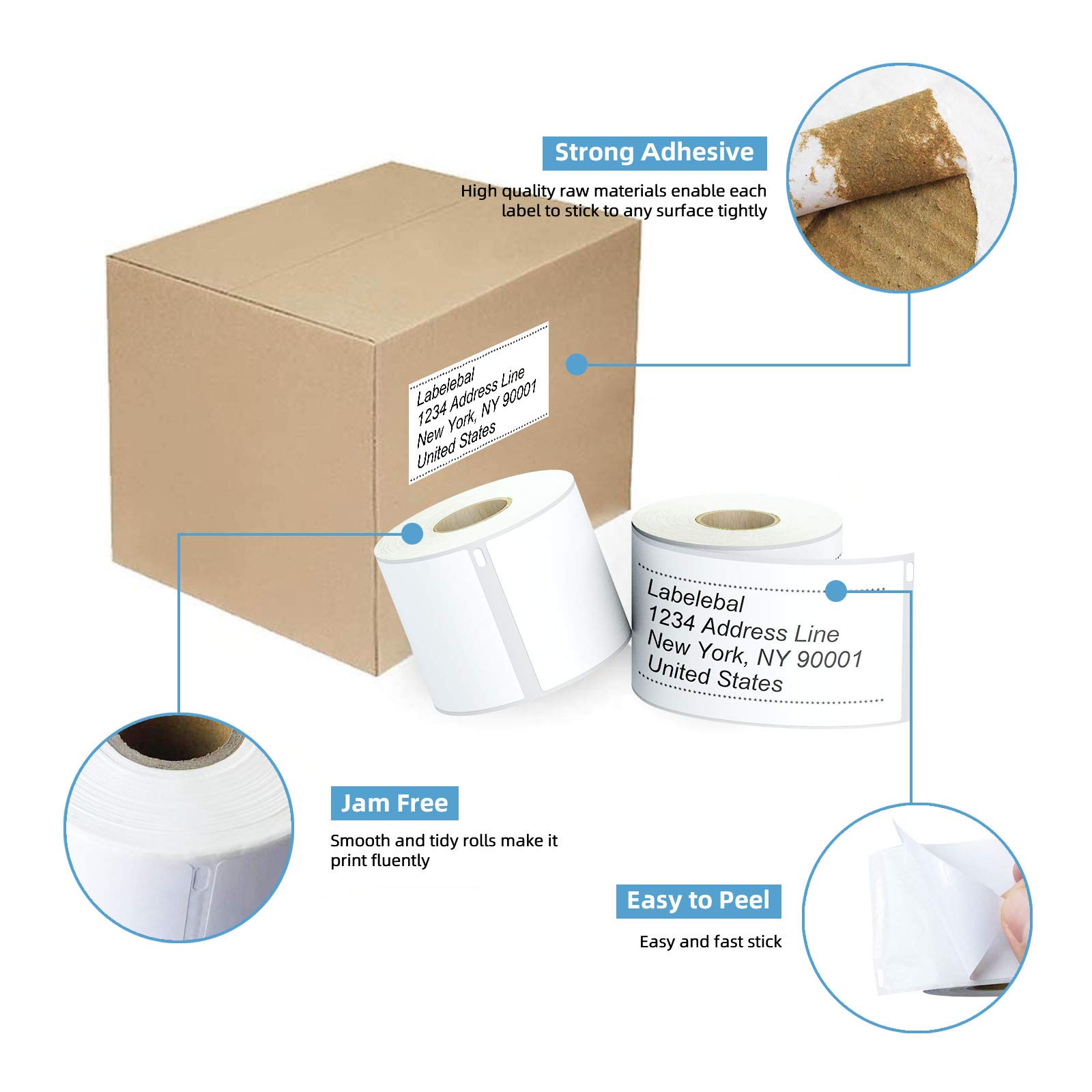 Labelebal 12 Rolls Compatible 2-5/16" x 4"(59 mm x 101 mm) Direct Thermal Labels Replacement for DYMO 30256 Postage Address Shipping Compatible for DYMO & Rollo & Zebra Printer (300 Labels/Roll)