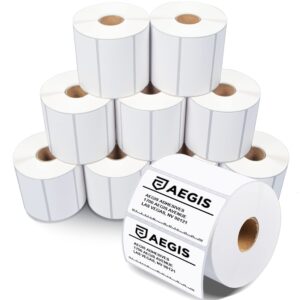 aegis adhesives - 3” x 1.5” direct thermal labels for shipping & postage, perforated & compatible with rollo, zebra, & other desktop label printers (10 rolls, 900/roll)