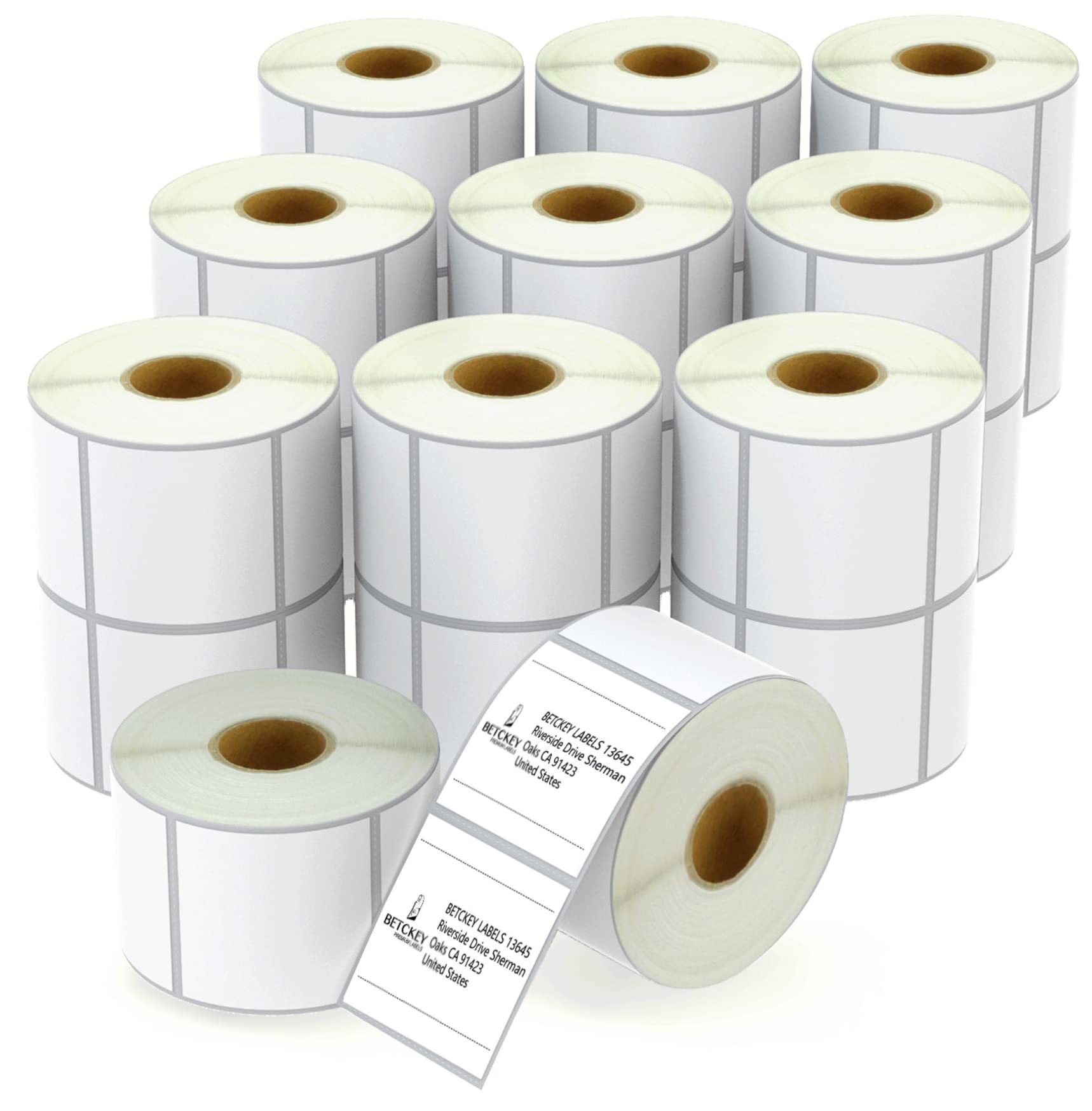 BETCKEY - 2" x 2" (51 mm x 51 mm) Square Labels Compatible with Zebra & Rollo Label Printer,Premium Adhesive & Perforated [20 Rolls, 15000 Labels]