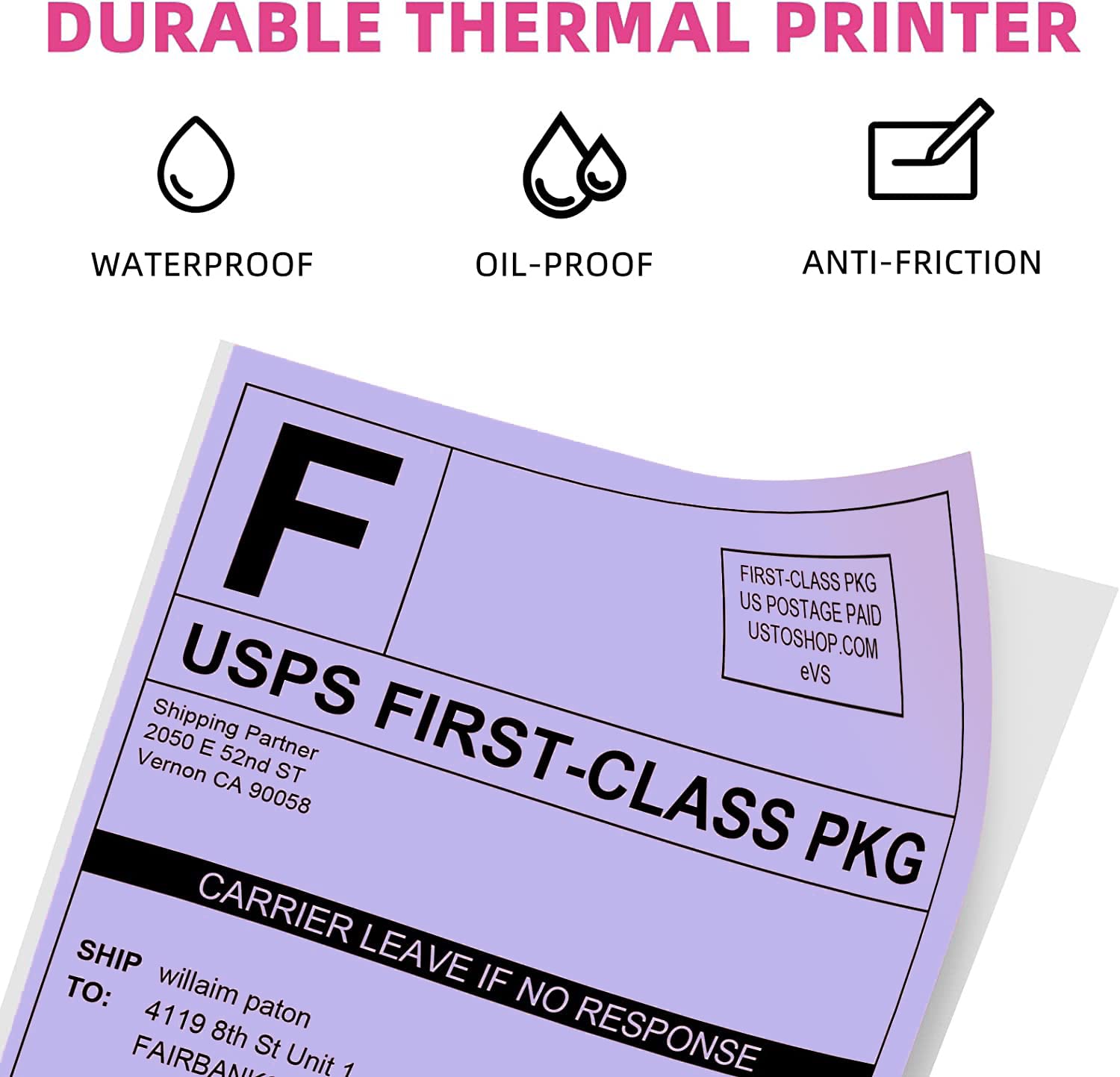 Phomemo 4x6 Thermal Labels for Shipping Label Printer - 500PCS Purple Mailing Labels - 4x6 Direct Thermal Labels Fanfold Compatible with Rollo,MUNBYN,iDPRT,JADENS,POLONO - Water/Oilproof - NO BPA/BPS