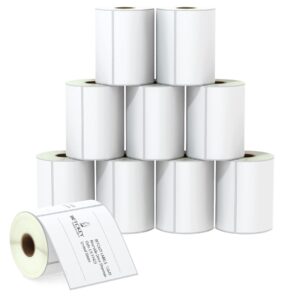 betckey - 4" x 4" (102 mm x 102 mm) shipping & large square labels compatible with zebra & rollo label printer,premium adhesive & perforated [10 rolls, 3500 labels]