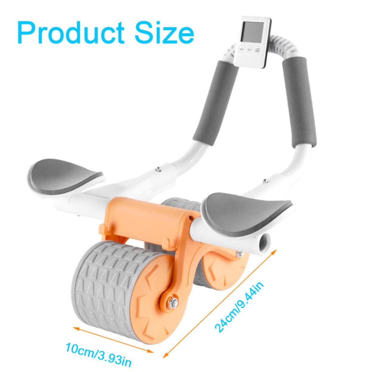 Bersauji 2023 New with Timer Ab Roller for Abdominal Exercise Machine, Elbow Support Automatic Rebound Abdominal Wheel, Abs Workout Equipment, Strengthening Trainer Fitness for Men Women,Orange