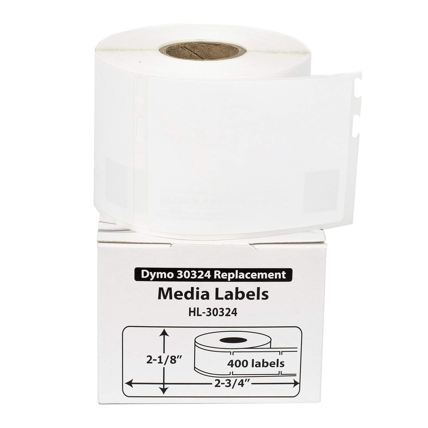 HOUSELABELS Compatible DYMO 30324 Media Labels (2-1/8" x 2-3/4") Compatible with Rollo, Some DYMO LW Printers, 6 Rolls /2400 Labels