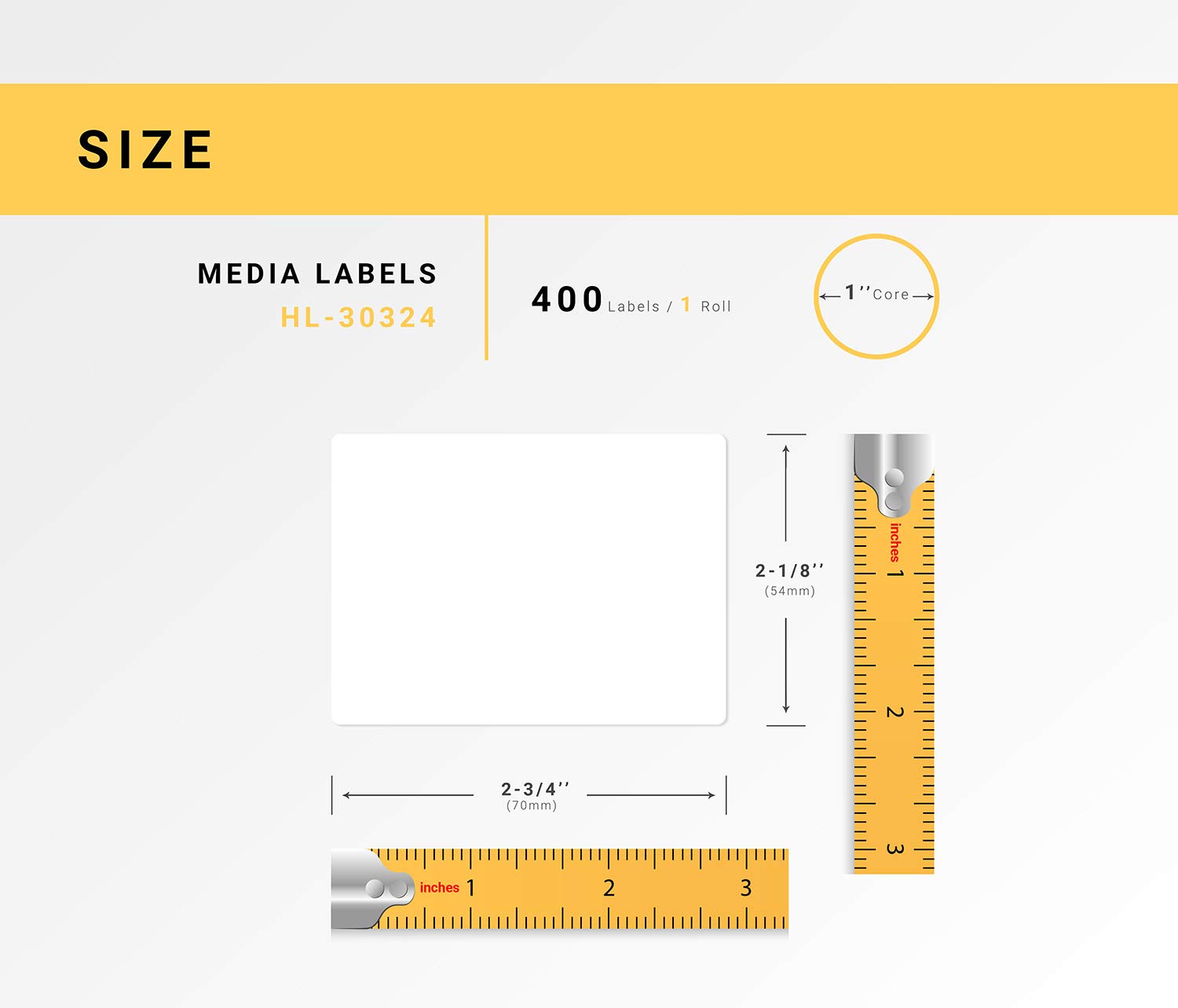 HOUSELABELS Compatible DYMO 30324 Media Labels (2-1/8" x 2-3/4") Compatible with Rollo, Some DYMO LW Printers, 6 Rolls /2400 Labels