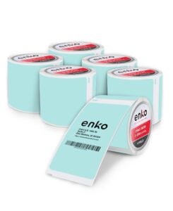 enko [6 rolls, 1800 direct thermal labels] blue turquoise compatible colored for dymo labels 30256 - stickers label (2-5/16 x 4") use with dymo, rollo thermal printer as shipping & mailing labels