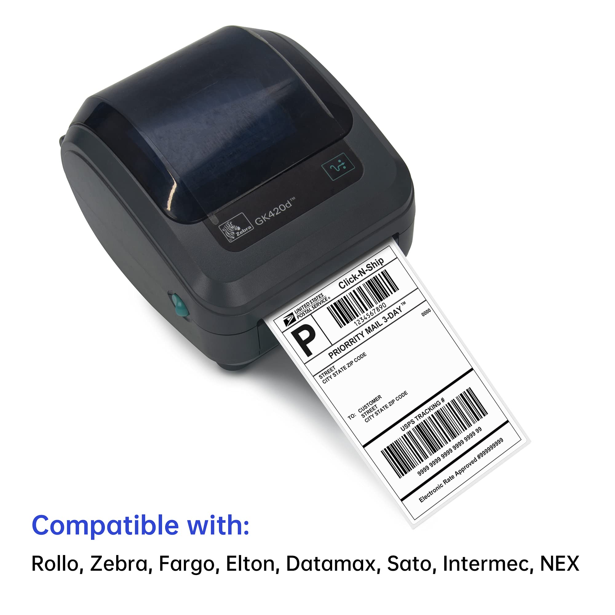 ESSENTIAL Fanfold 4" X 6" Direct Thermal Shipping Labels with Perforations, 5000 Labels, Permanent Adhesive - Compatible with Rollo & Zebra Printer