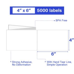 ESSENTIAL Fanfold 4" X 6" Direct Thermal Shipping Labels with Perforations, 5000 Labels, Permanent Adhesive - Compatible with Rollo & Zebra Printer