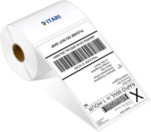 itari 4x6 thermal labels - shipping labels, label stickers thermal paper with perforated for thermal printer, compatible with etsy, shopify, ebay, amazon, fedex, 250 pcs/roll, white