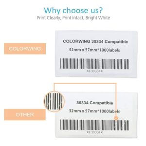 COLORWING Compatible DYMO 30334 (1-1/4" x 2-1/4") Multi-purpose Labels, Barcode/FNSKU/FBA, use with Dymo Label writer 450, 4XL Printers, 450 Turbo, Rollo & Zebra Printers, 8 Rolls/1000 Labels