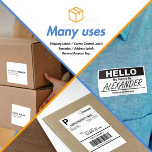 OfficeSmartLabels – 4" x 2" Removable Direct Thermal Labels - Compatible with Rollo & Zebra Desktop Printers and More – 1” Core; Perforated, Water & Oil Resistant [11 Rolls, 8000 Labels]